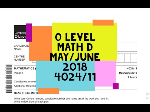 O Level Math D Paper 1 4024/11 May/June 2018 - YouTube