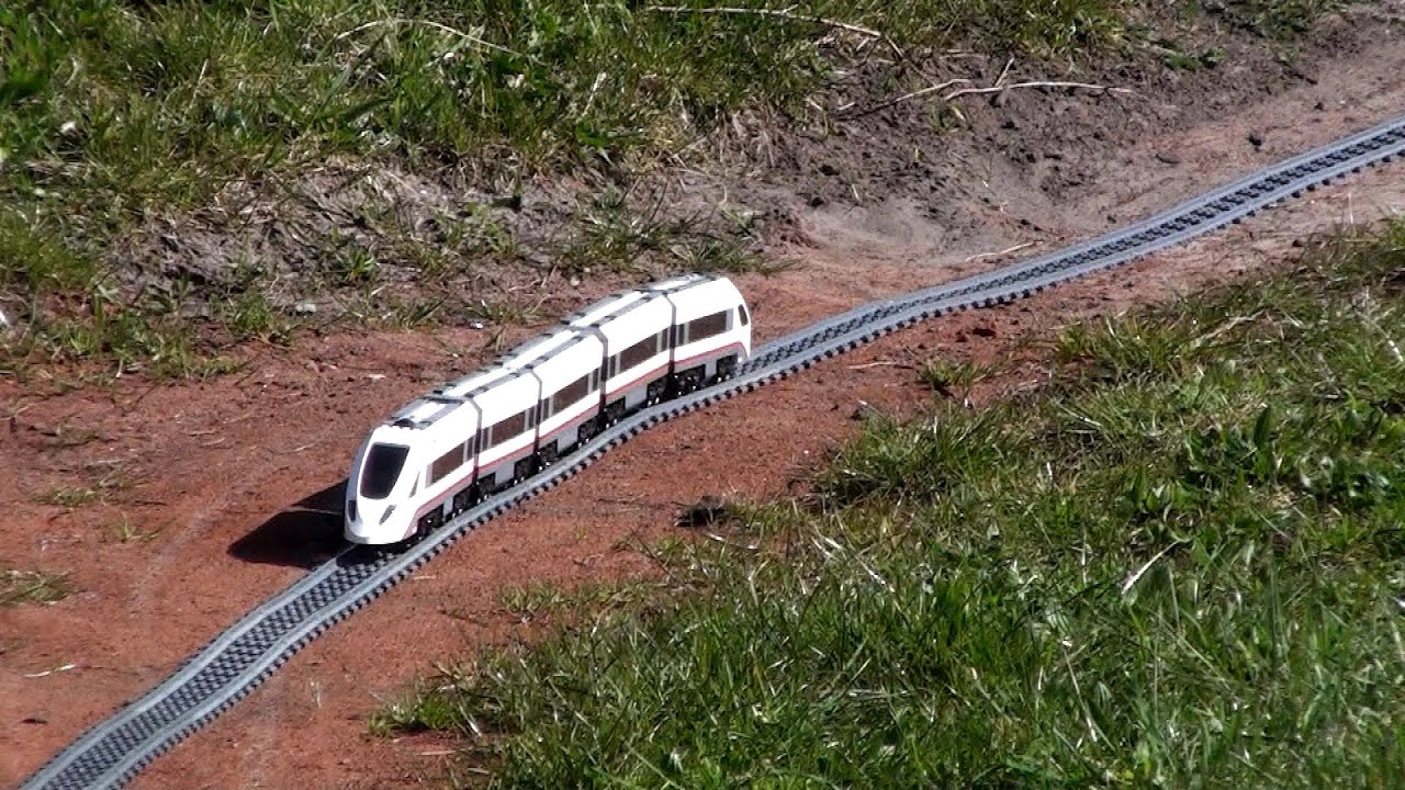 Awesome Super Long Lego train track outdoor - YouTube