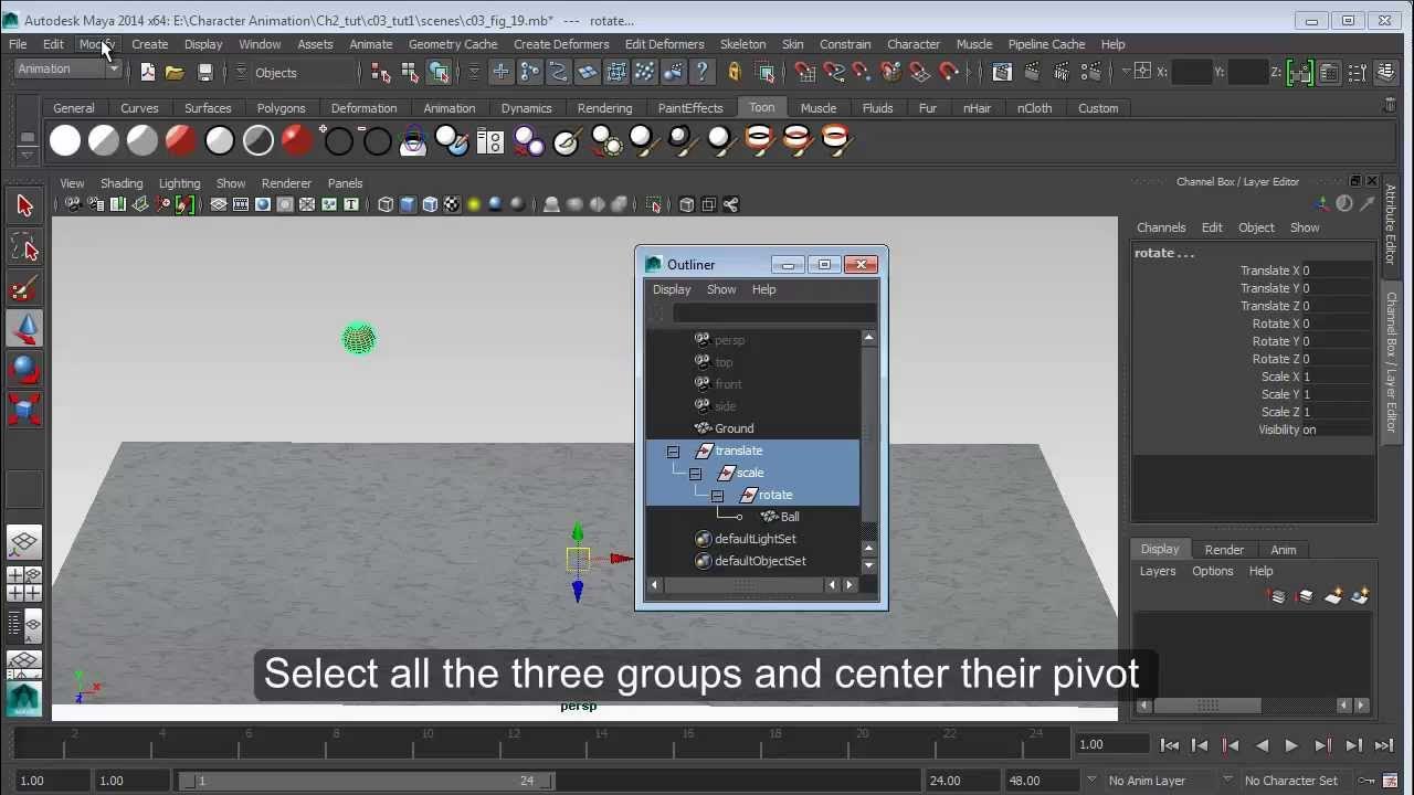 Maya 2014 Tutorial - Creating a ball bounce animation - YouTube