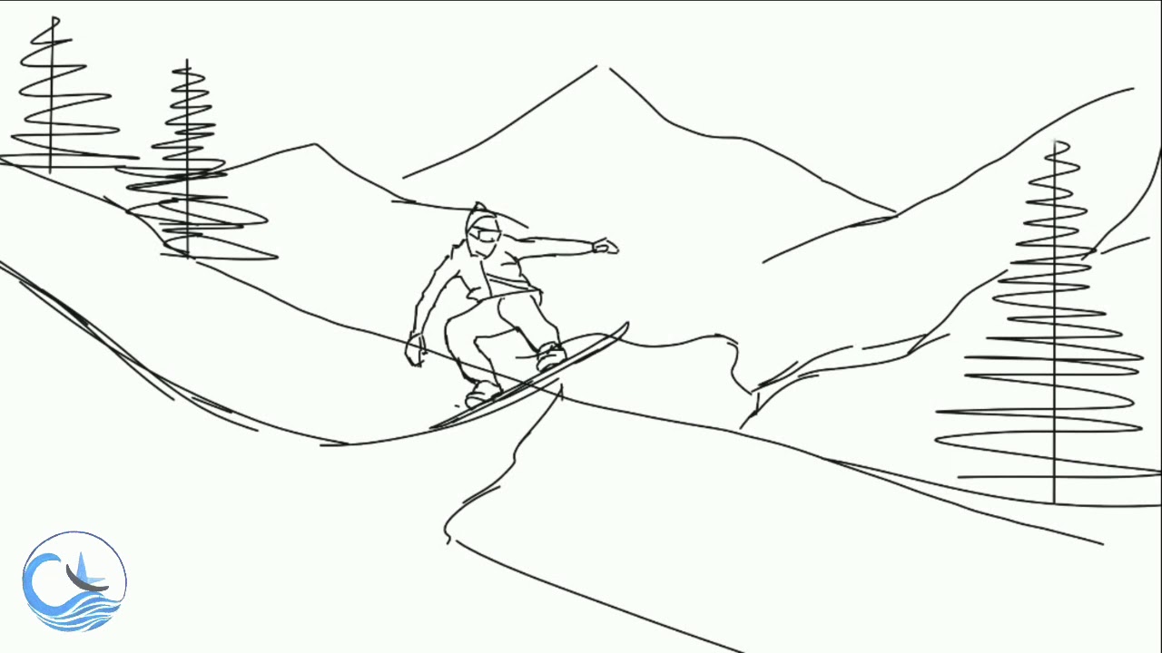 Snow Surfing digital drawing| Snowy day drawing TimeLapse| digital ...