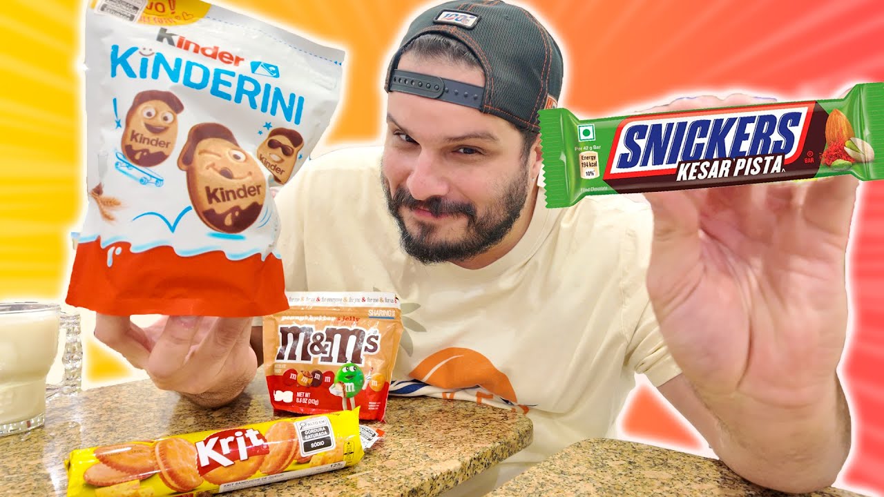 PROVANDO NOVO CHOCOLATE KINDER + SNICKERS PISTACHE + OUTRAS DELÍCIAS ...