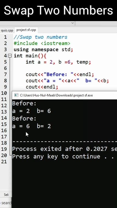 Swap Two Numbers in C++ #shorts #cpp #swap #programming #coding #viral #HMAcademy - YouTube