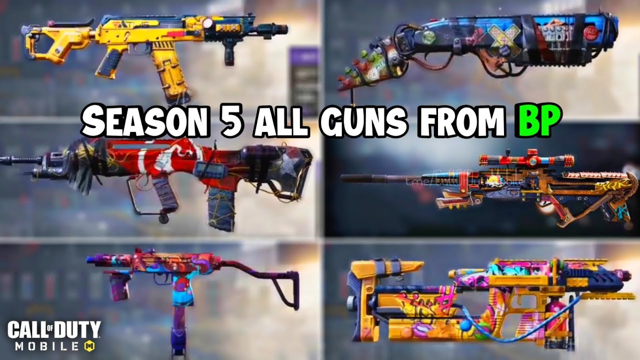 CODM Season 5 all gun skins from Battle pass! - YouTube