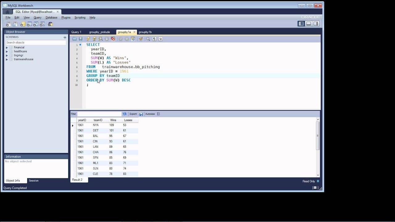 MySQL Querying Data - Lesson 8, Part 1 - Summarizing Data - GROUP BY - YouTube