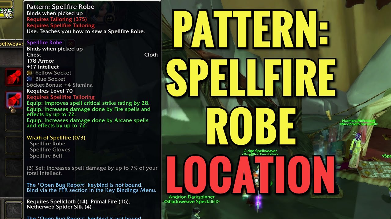 Pattern: Spellfire Robe Vendor Location (WoW TBC) - YouTube