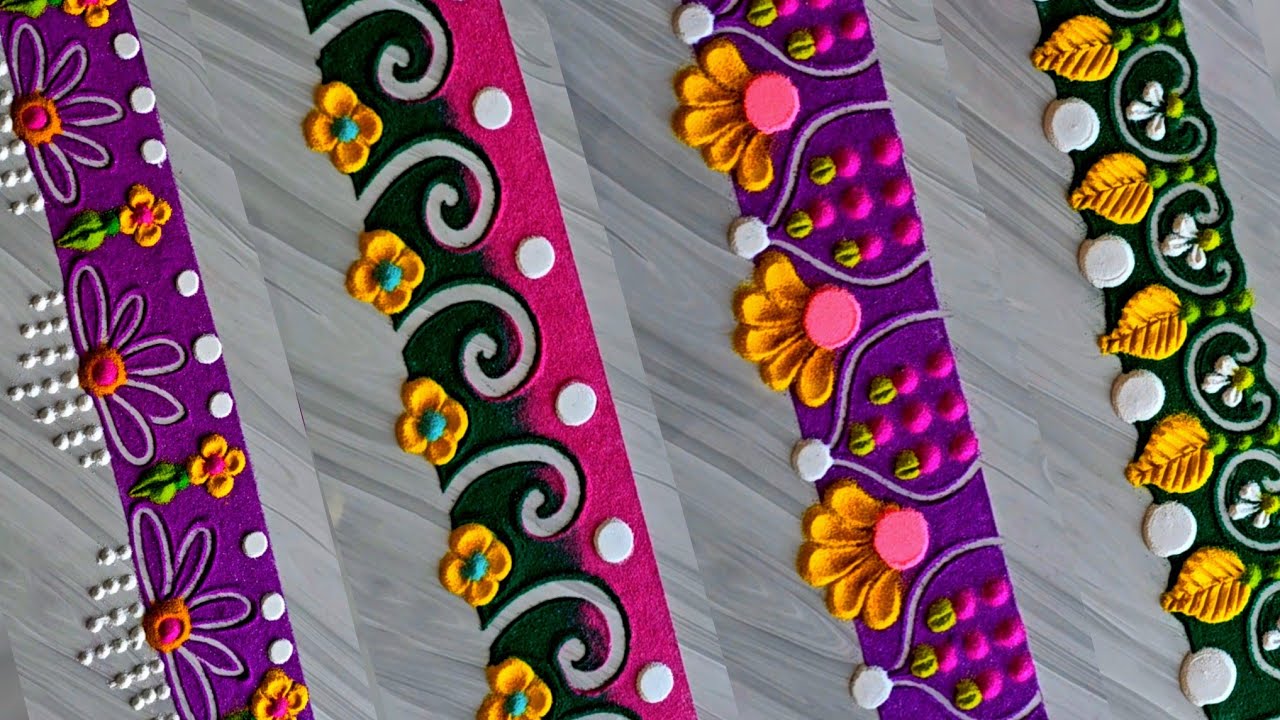 6 border rangoli designs | door side rangoli | haldi Kumkum rangoli ...