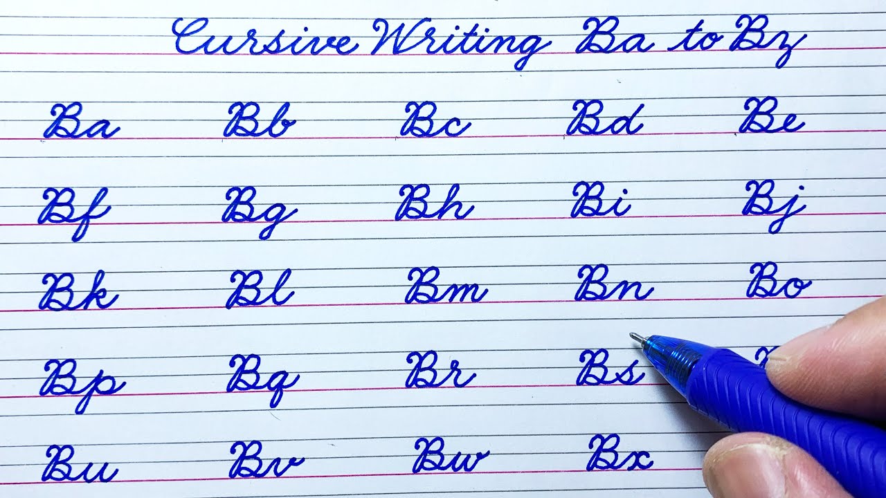 How to connect capital letter B with small letters a to z in cursive ...