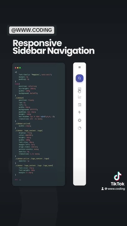 Responsive Sidebar #coding #cssanimation #frontend - YouTube