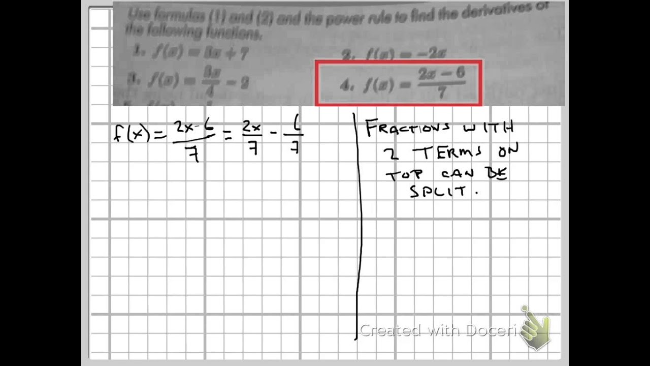 UCB math 16a split fraction for derivative - YouTube