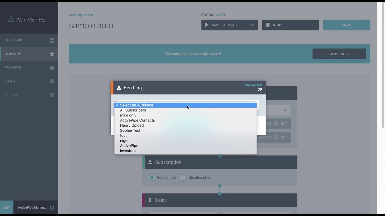 ActivePipe (BSO) - How to Modify Audiences in a Campaign - YouTube