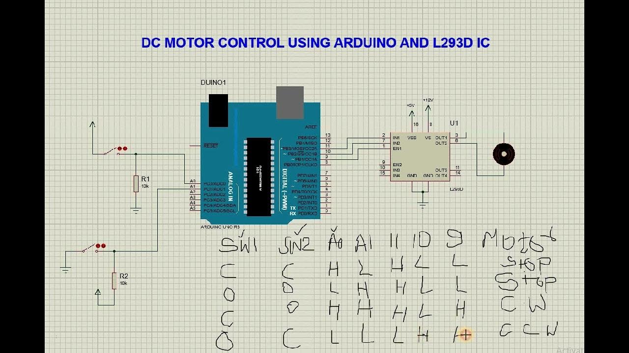 BI Directional DC Motor Control using Arduino and L293D IC - YouTube