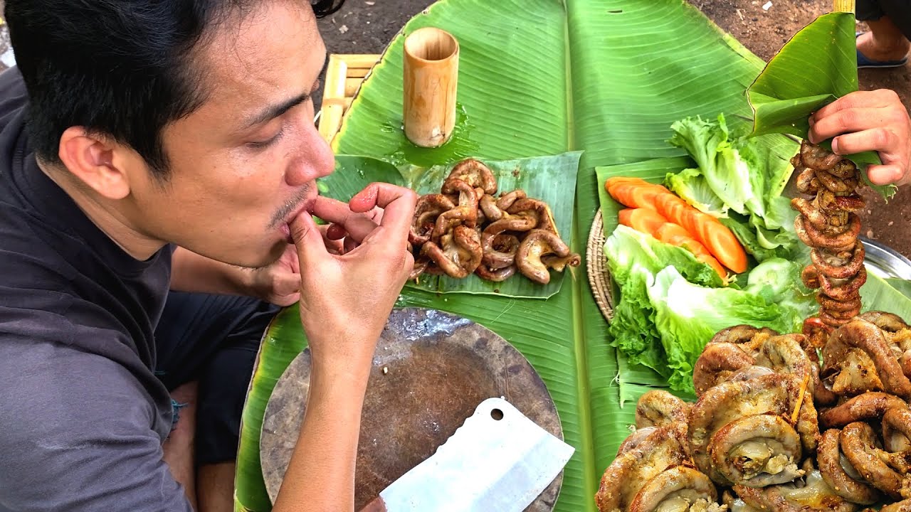 Grilled pork intestines have a unique, chewy texture and a rich, savory ...