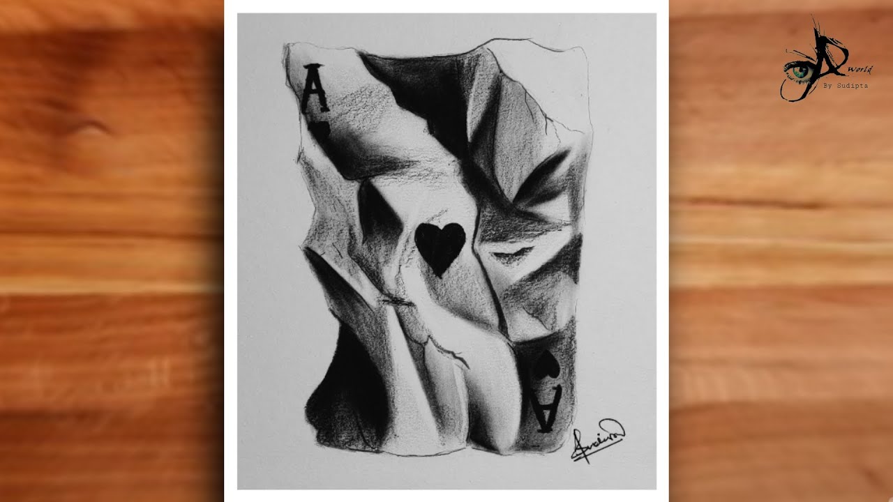 Ace of spades drawing || playing card video tutorial step by step ...