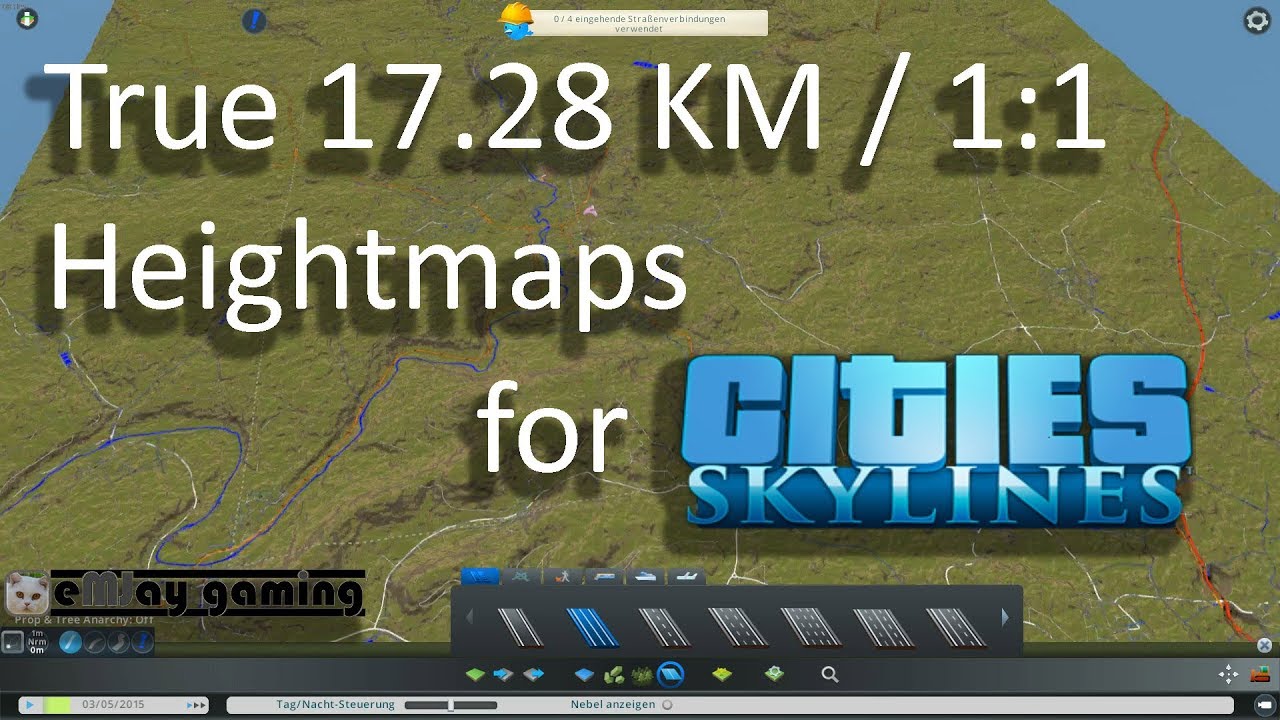 Echte 17,28 km Heightmap für Cities Skylines von terrain.party - YouTube