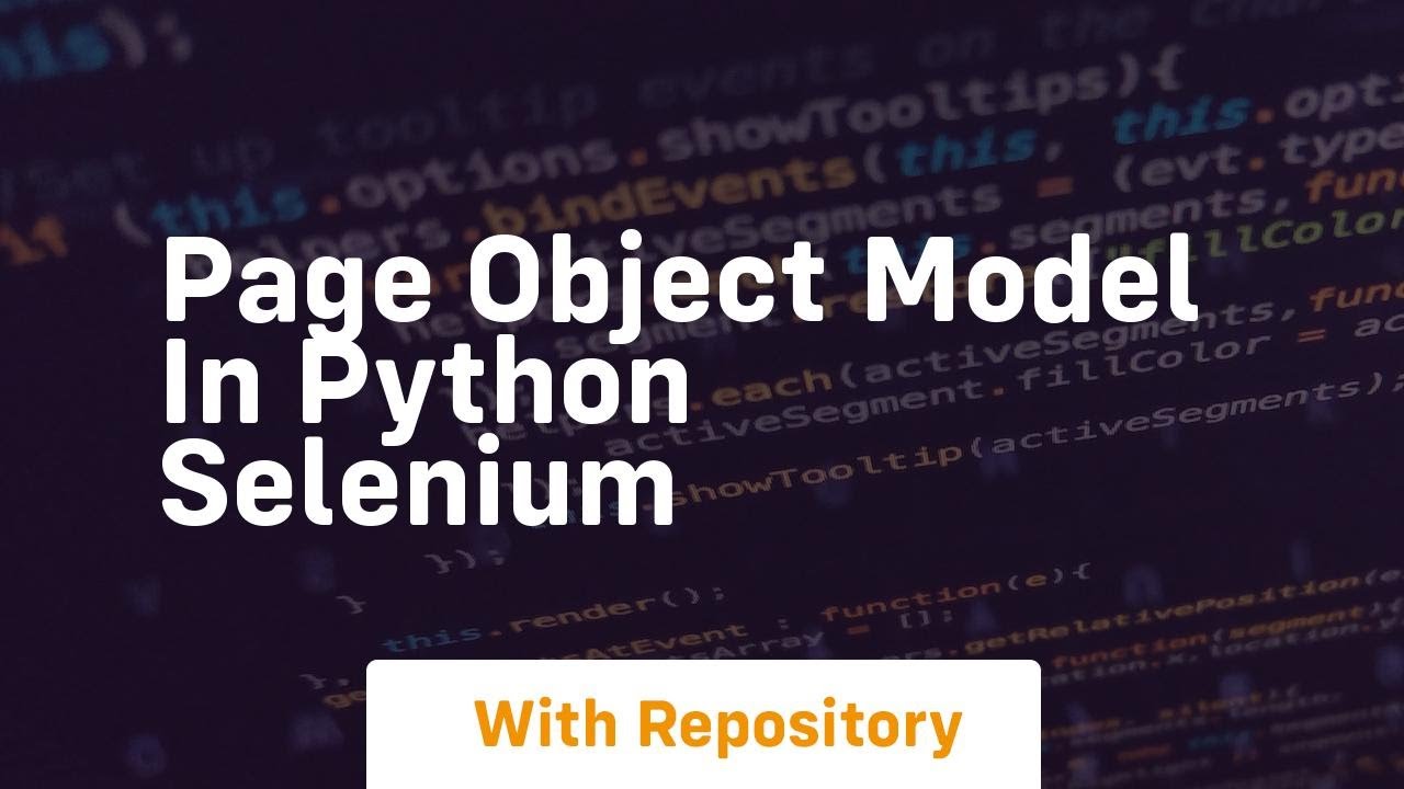 Page object model in python selenium - YouTube