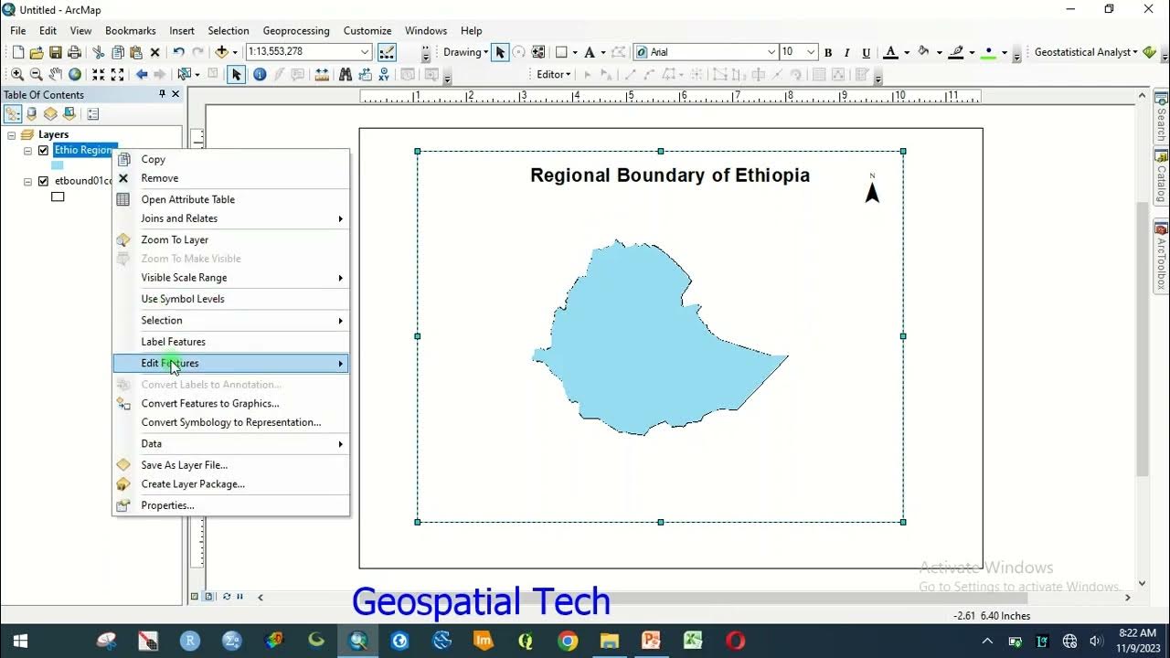 Inserting map elements by using ArcGIS legend, title, grids, scale etc. አማርኛ - YouTube