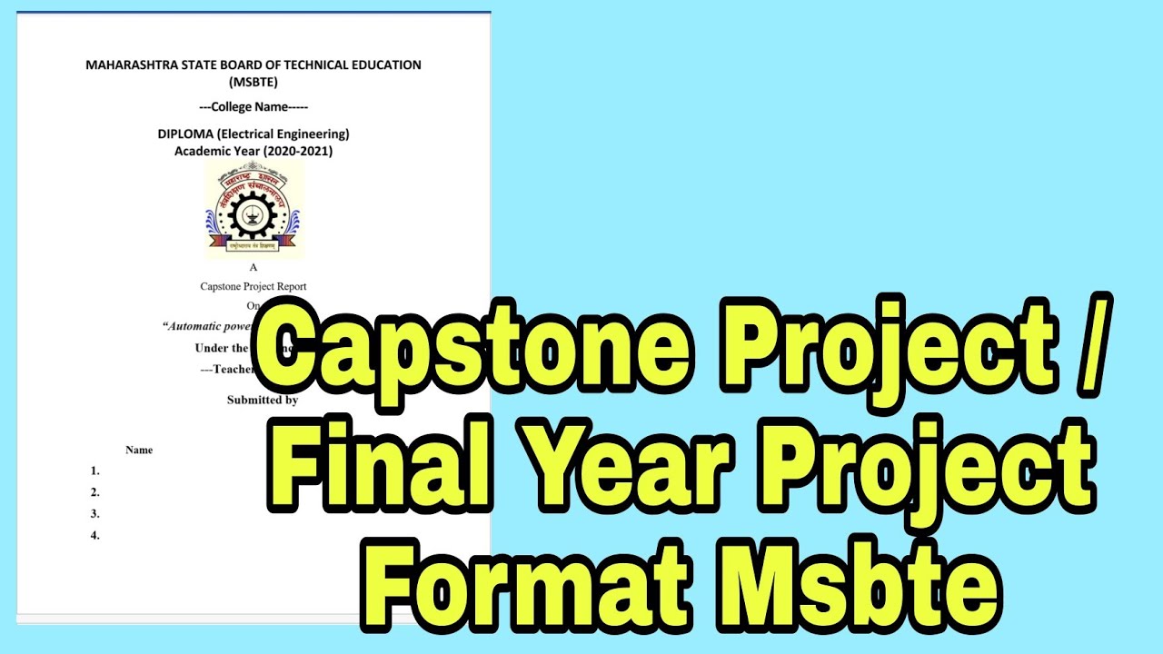 Capstone Project / Final Year Project Format Msbte - YouTube