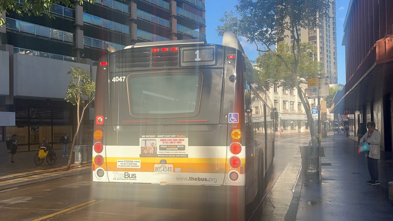 [Oahu] Honolulu Bus #4047 Route 1 - YouTube