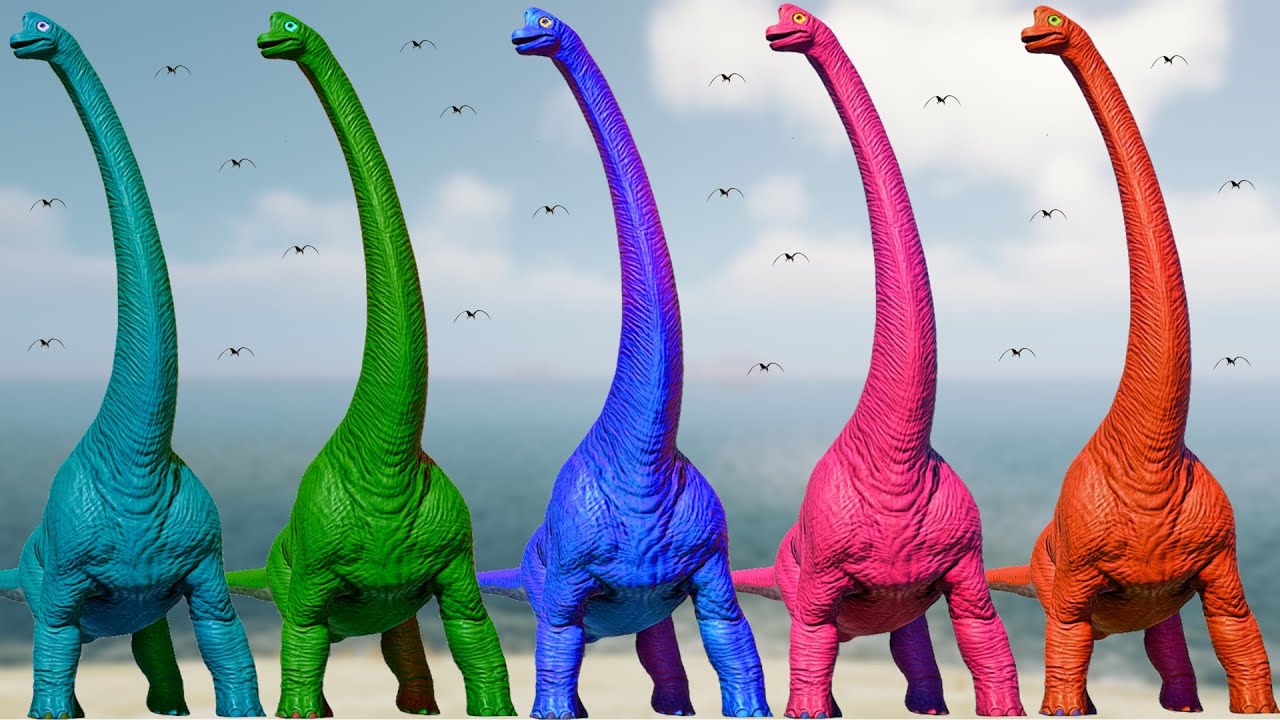 Brachiosaurus Color Pack vs Tyrannosaurus Rex & I-Rex Dinosaurs ...