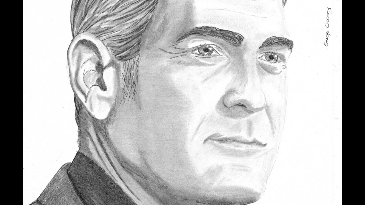 time lapse george clooney draw pencil - YouTube