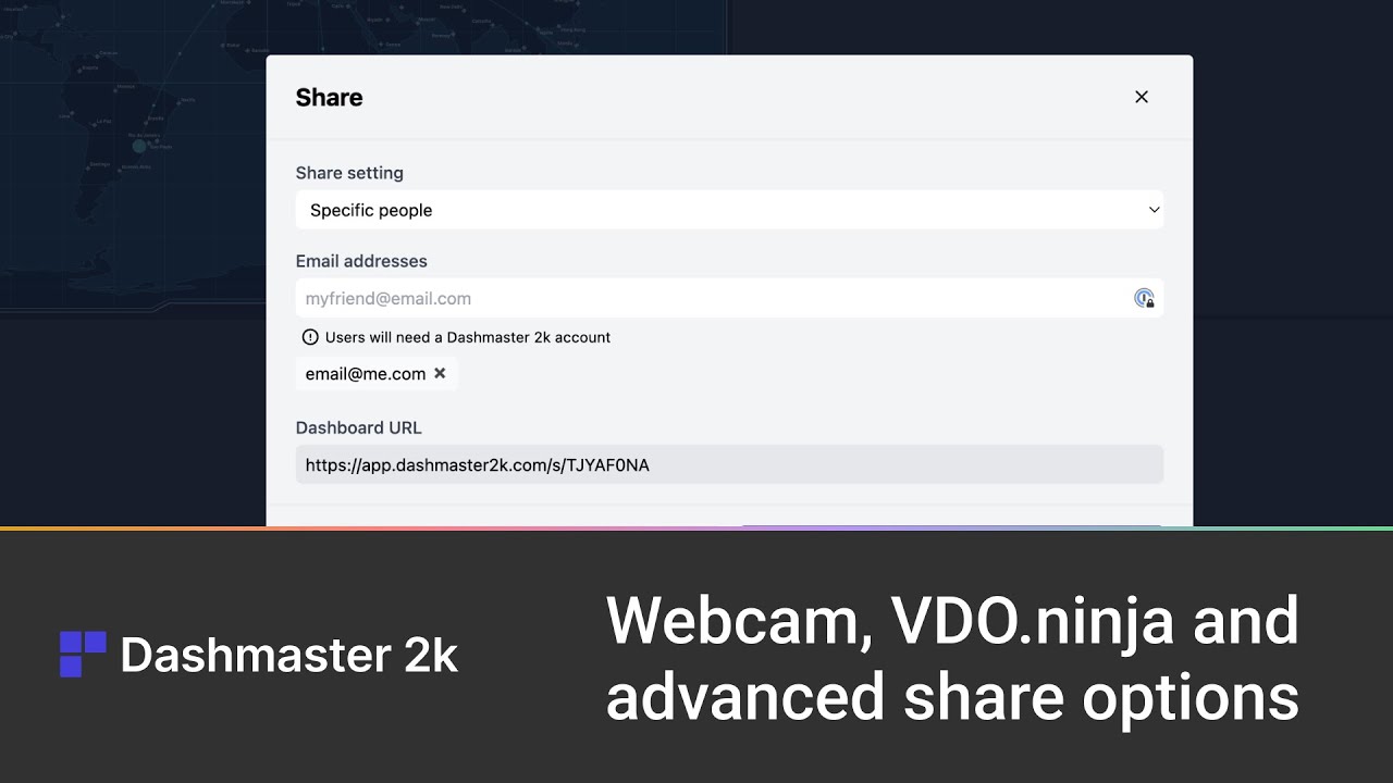 Webcam, VDO.ninja and advanced share options // New in Dashmaster 2k ...