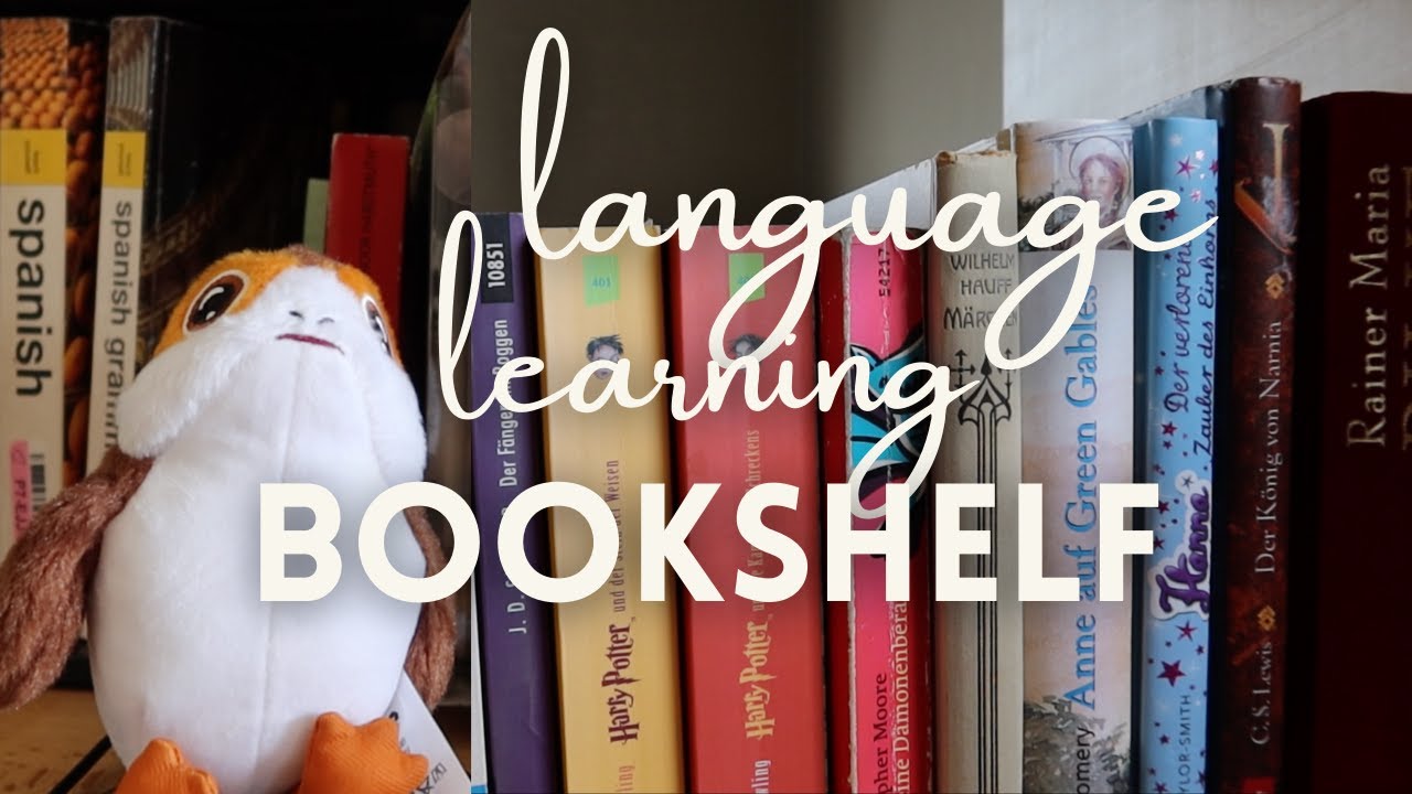 language learning bookshelf tour 📚 german, spanish, target language ...