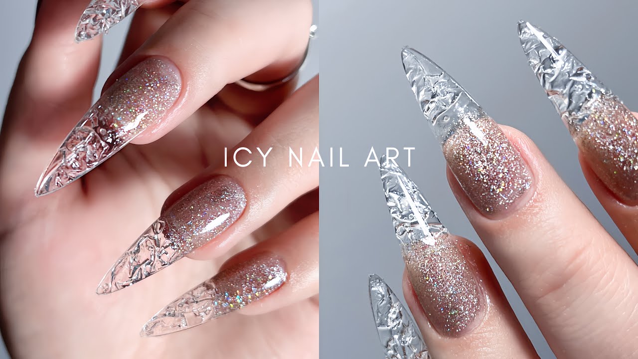 Ice Nails Tutorial 🧊 Gel X Nails | Glass Nails | Easy design for ...