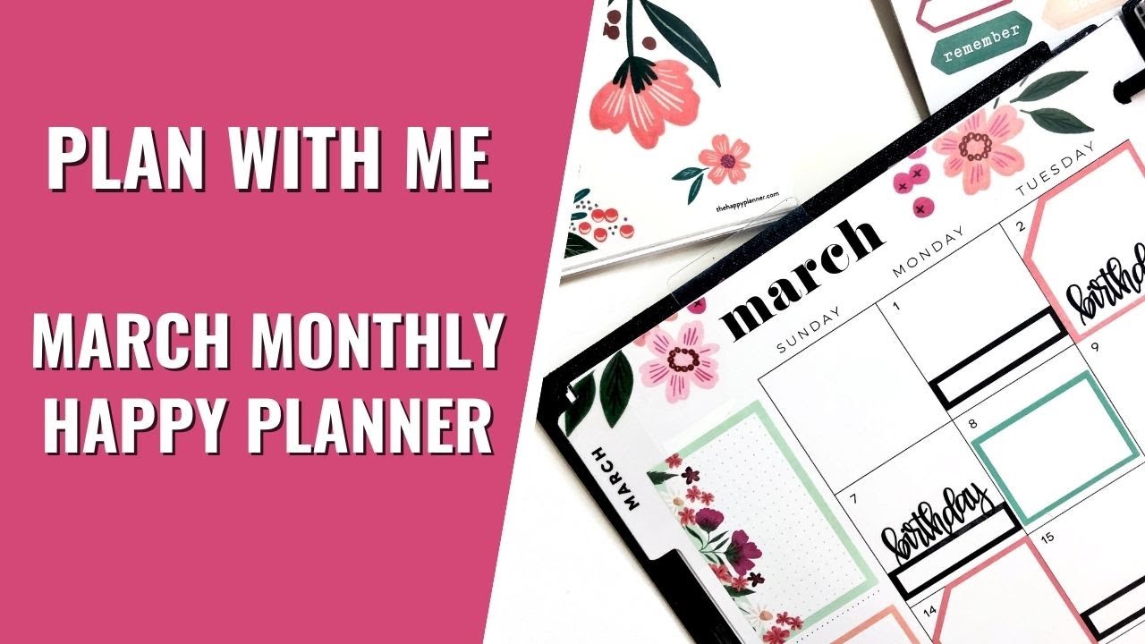 PLAN WITH ME | MARCH MONTHLY SPREAD - YouTube