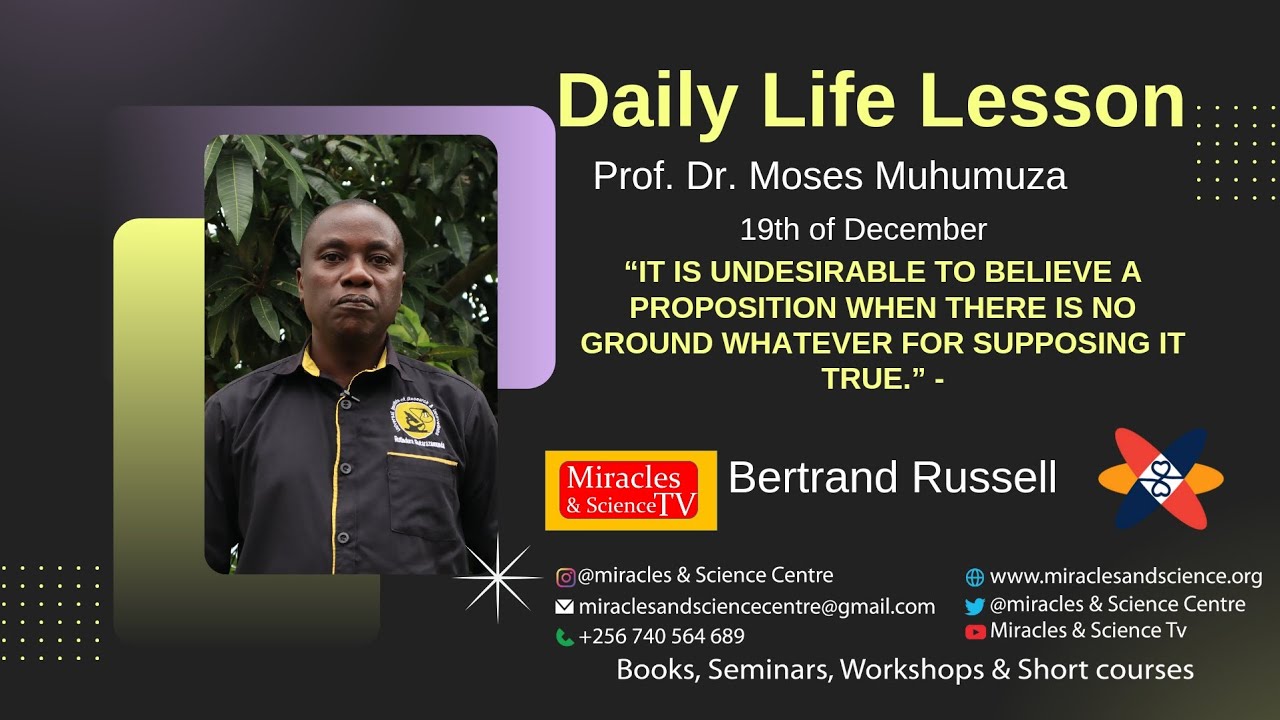 19th of December | Always ask for evidence | Prof. Dr. Moses Muhumuza ...
