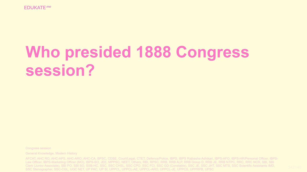 Who presided 1888 Congress session? - YouTube