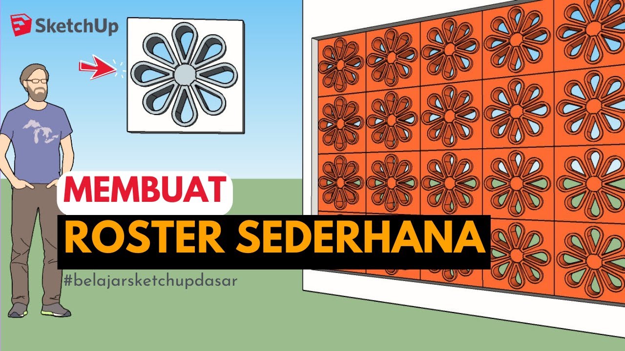 Cara membuat roster sederhana di sketchup - YouTube