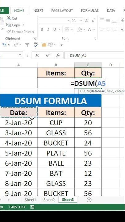 Dsum Formula In Excel Shorts Youtube 
