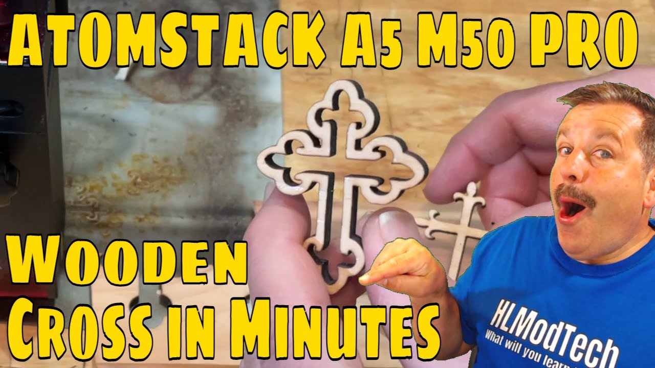A Wooden Tinkercad Cross in Minutes ATOMSTACK A5 M50 PRO - YouTube