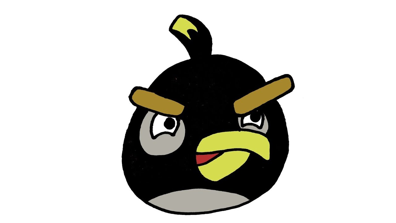 How to draw bomb angry bird - YouTube