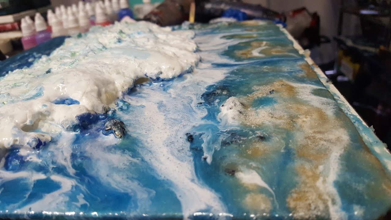 Expandable foam in resin art pt 2/ How to create a textured wave demo ...