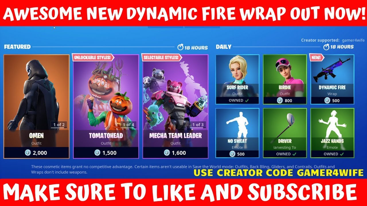 AWESOME NEW Dynamic Fire Wrap!! Fortnite Item Shop March 5, 2020 - YouTube