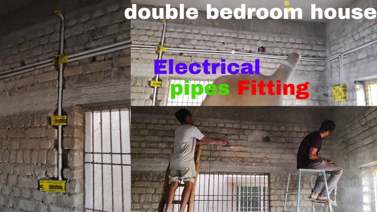 electrical pipe work fitting || Wall cutting chipping & electrical pipe ...