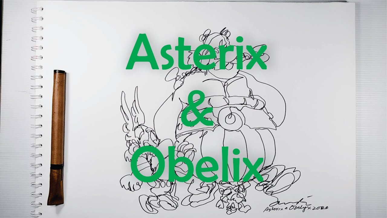 How to Draw Asterix and Obelix || One Line Drawing - YouTube
