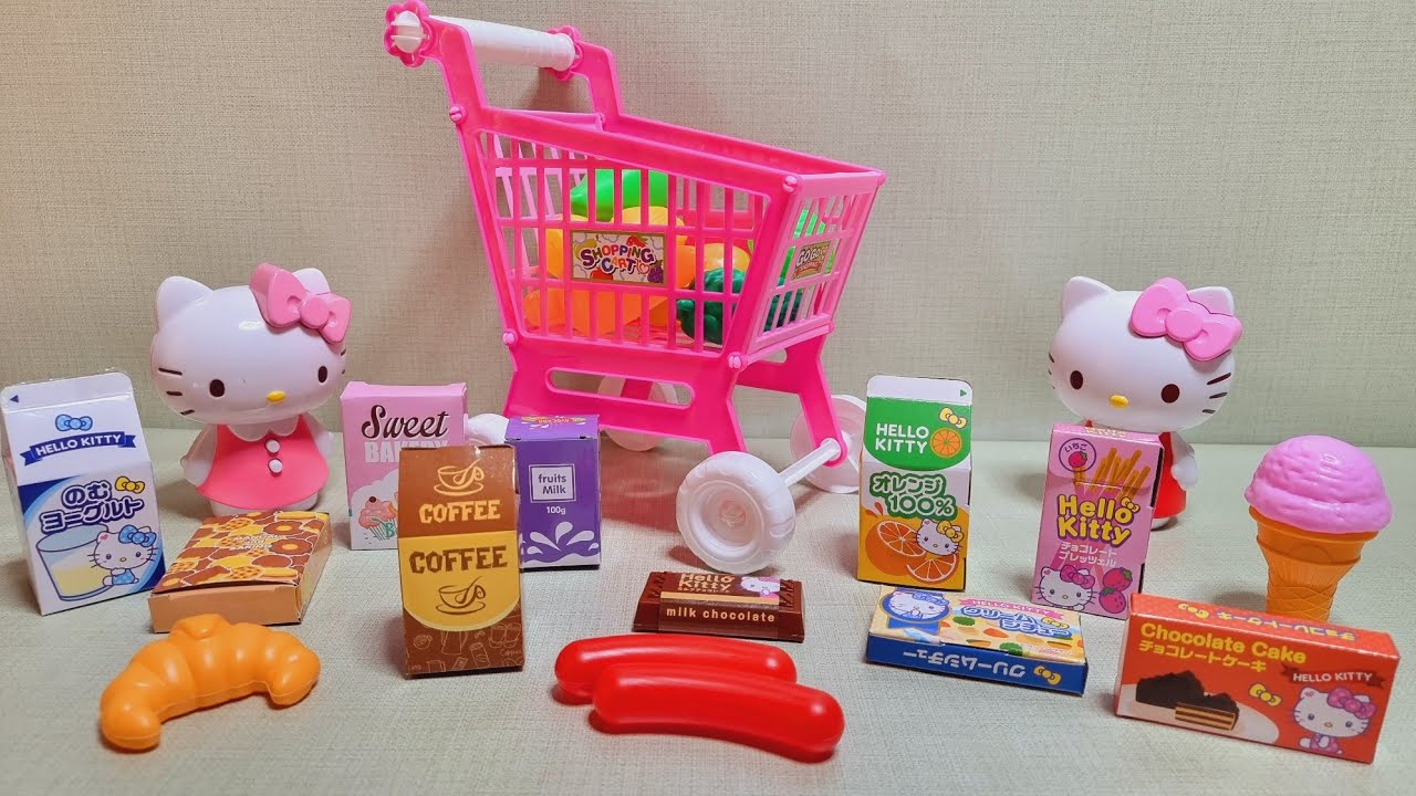2 Minutes Satisfying with Unboxing Hello Kitty Shopping Cart Groceries ...