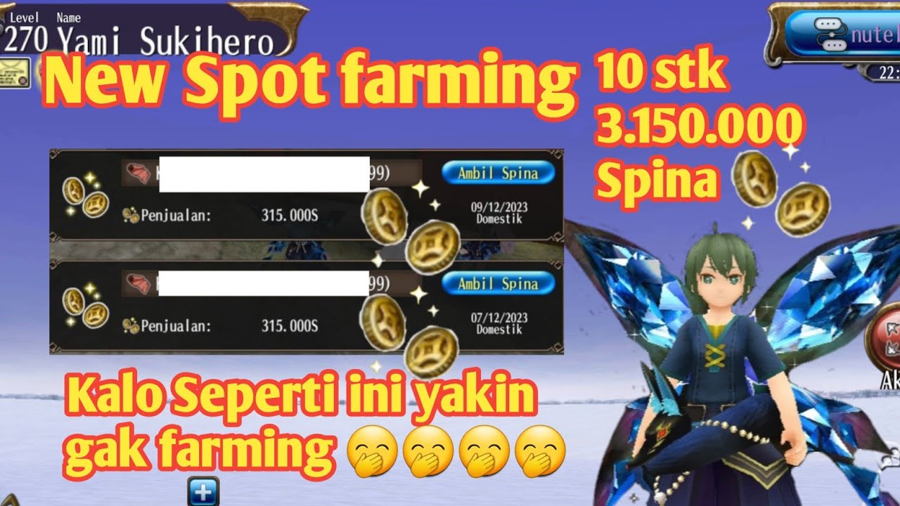 Spot farming spina Toram Online terbaru 1 day 30M spina | Auto Kaya ...