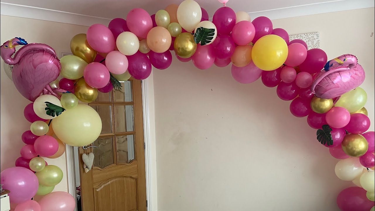 HOW TO CREATE A FLAMINGO PARTY THEMED BALLOON ARCH - YouTube