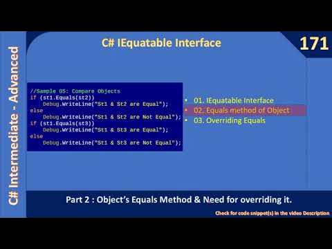 C# IEquatable | Part 2 - Equals Function of an Object | C# Advanced #171 - YouTube