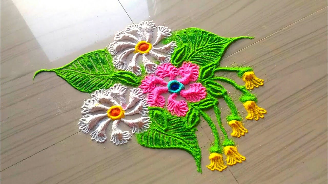 Different innovative flowers rangoli by jyoti Rathod #375 - YouTube