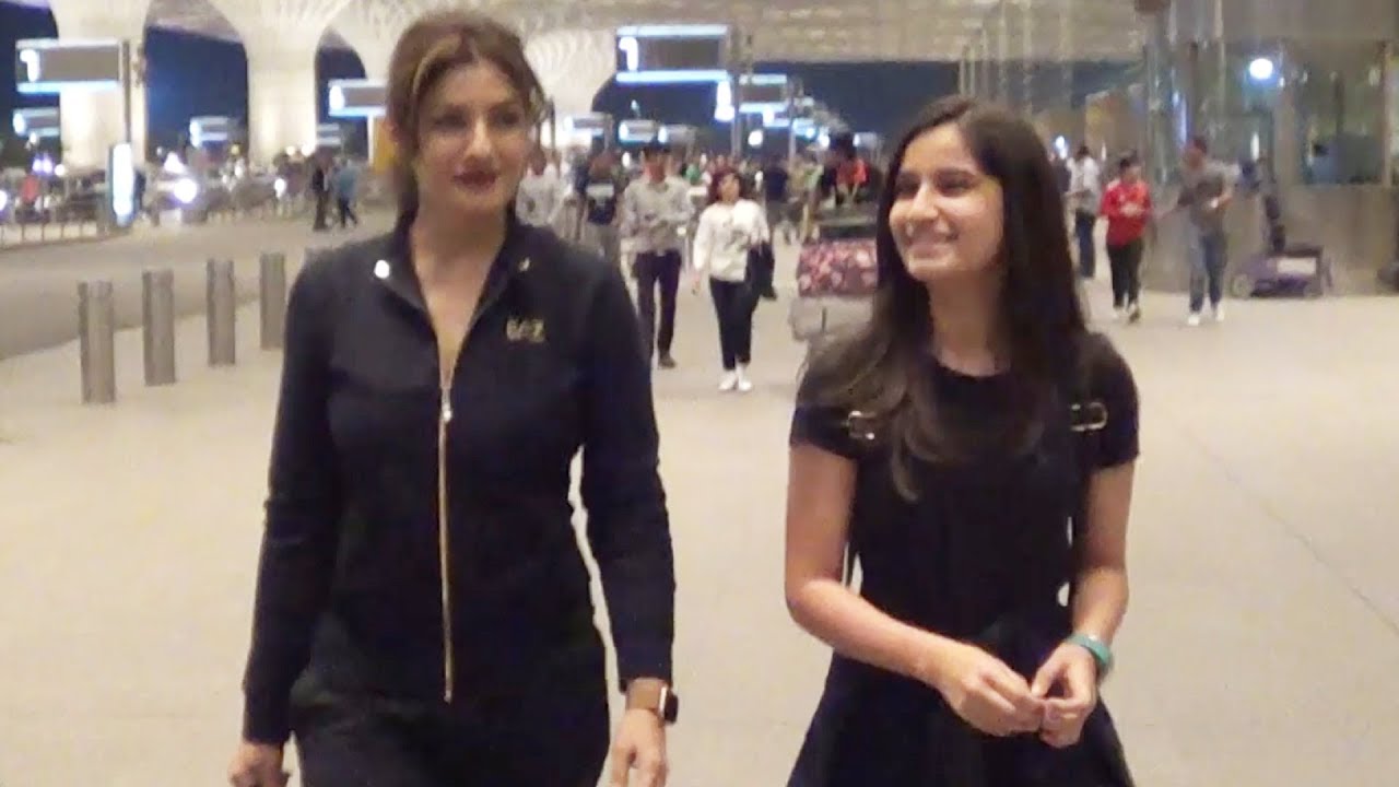 Raveena Tandon With Daughter Chaya Spotted At Mumbai Airport - YouTube