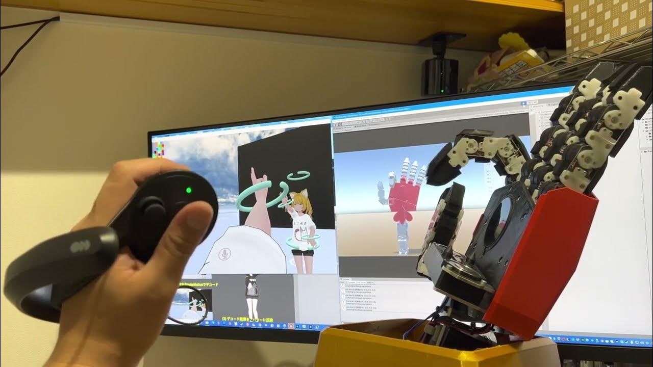 Indexコントローラーで動かすVRChatアバターの手に合わせ、ロボットの手も連動するデモ - YouTube