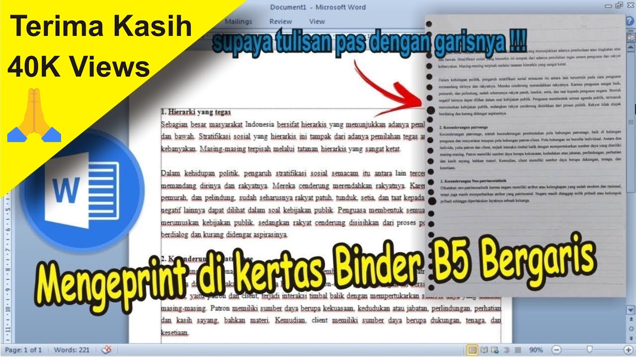 Cara Mengeprint di Kertas Binder B5 Bergaris Supaya Tulisan Pas Dengan ...