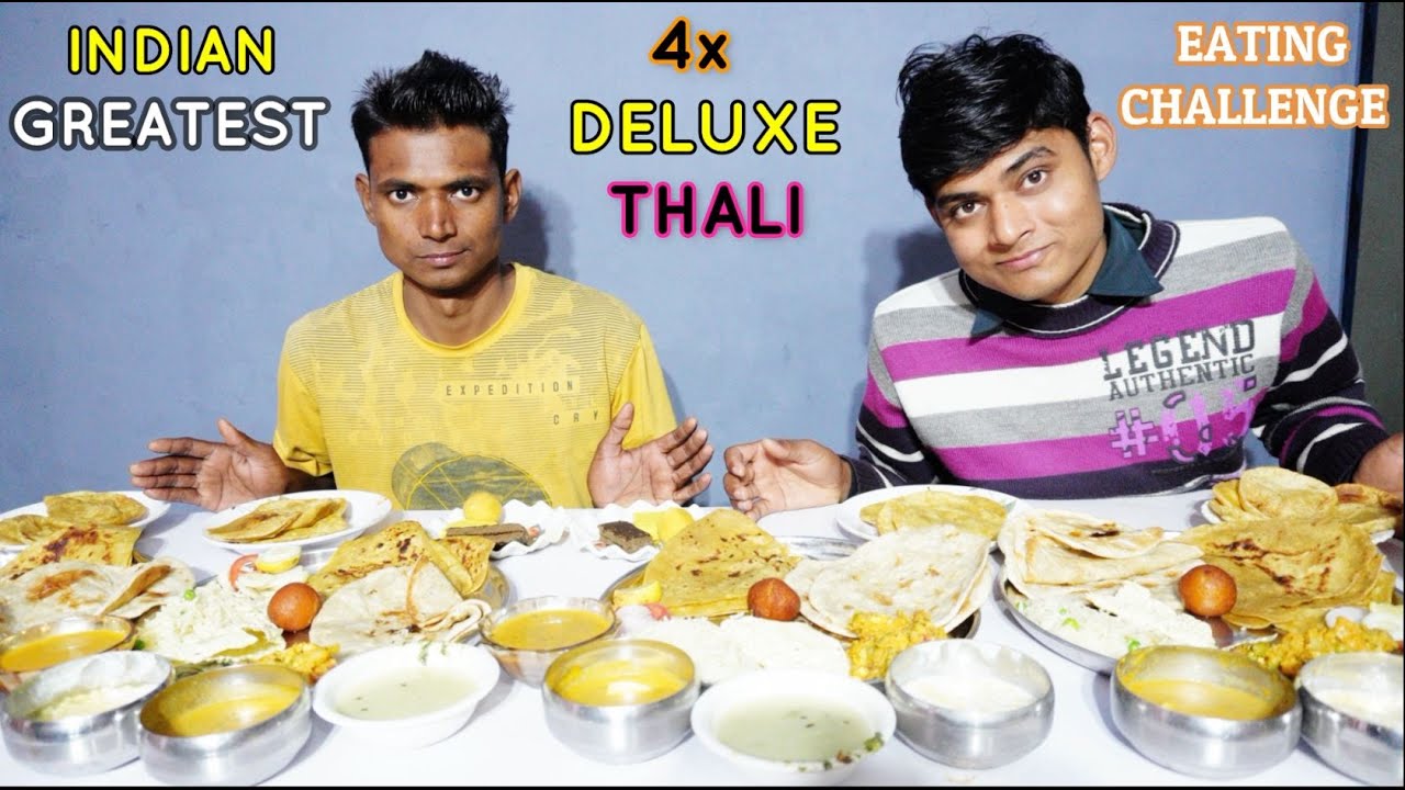 4x Greatest Indian Deluxe Thali Eating Challenge | Massive Food Thali ...
