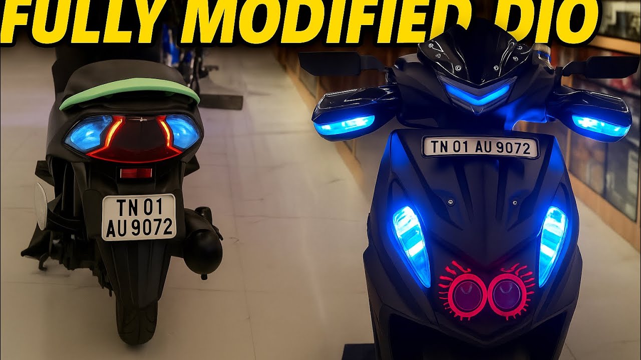 "Next-Level Honda Dio Custom Build 🚀 | DRL, Visor, Liver Guard, Body ...