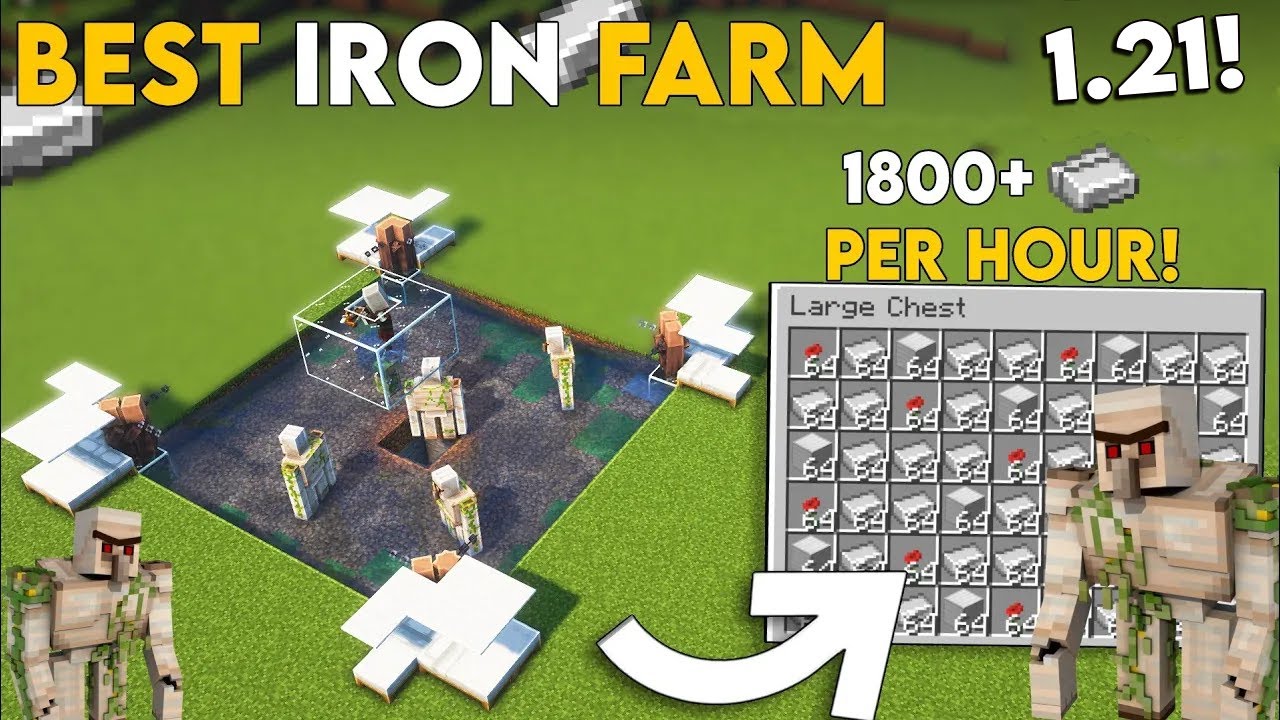 Minecraft BEST Iron Farm 1.21 | Iron Farm Tutorial - 1800+ Per/h - YouTube