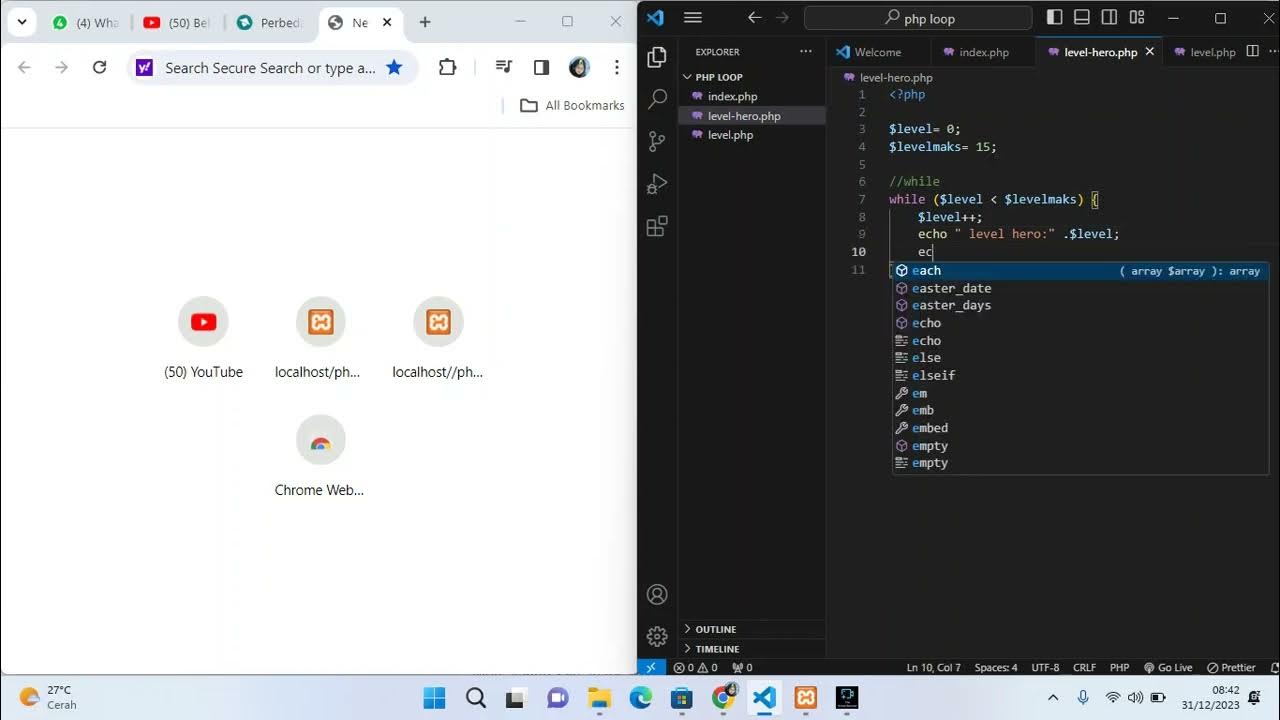 DASAR PHP= PENGULANGAN MENGGUNAKAN WHILE - YouTube